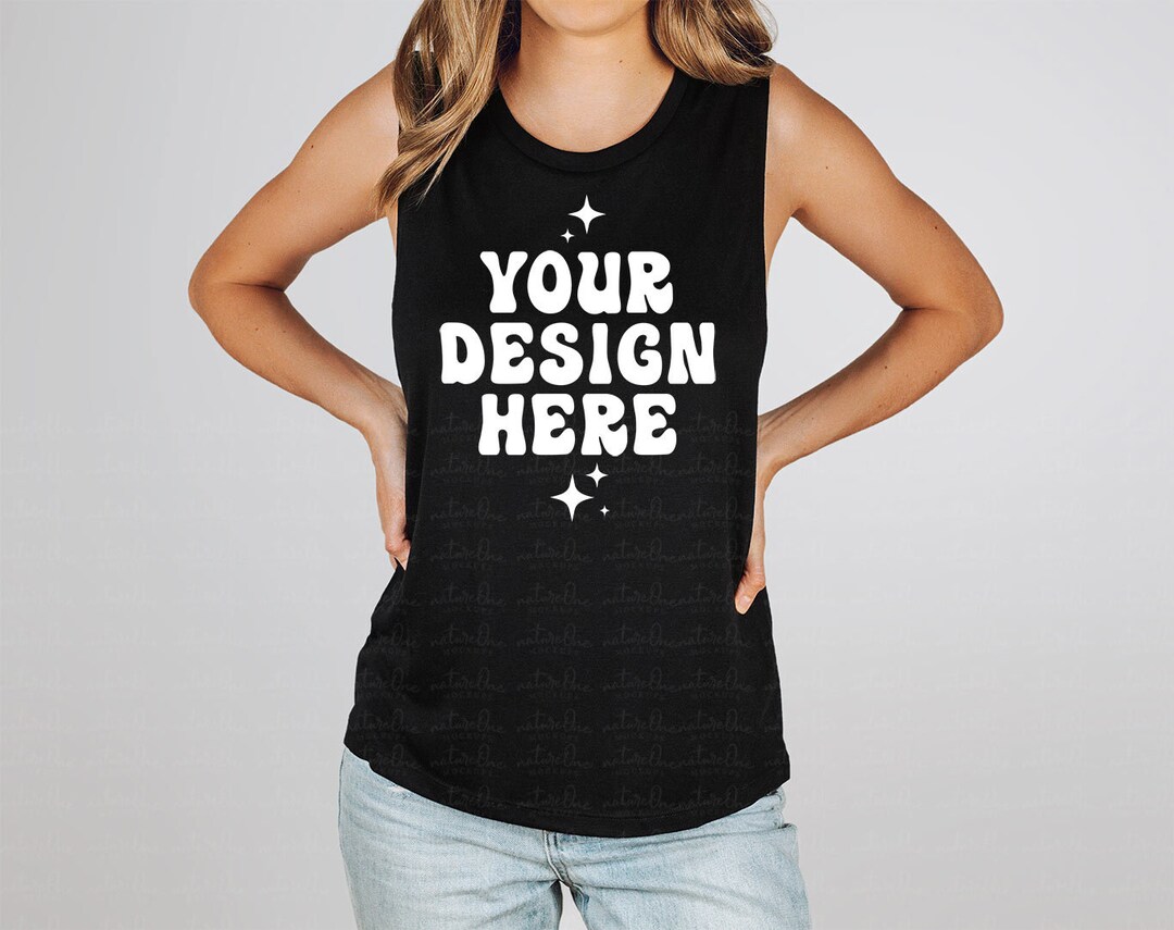 Bella Canvas 8803 Black Muscle Tank Mockup 8803 Model Mockup Black ...
