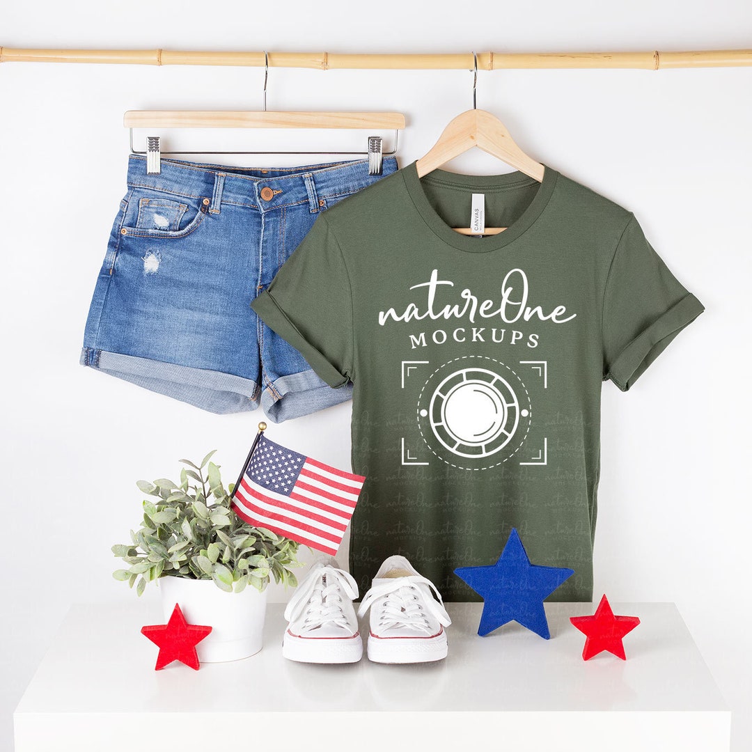 3001 Military Green 4th of July Mockup Bella Canvas Patriotic Styled ...