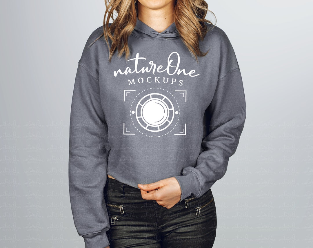 7502 Storm Bella Canvas Model Mockup, Women's Cropped Fleece Hoodie ...