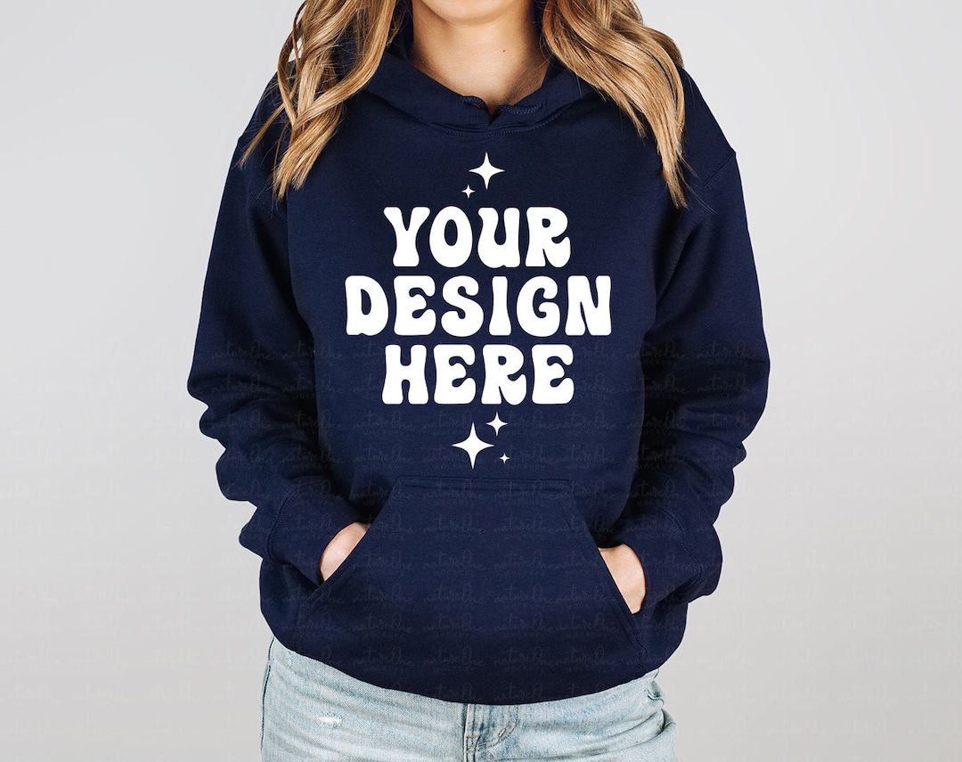 18500 Navy Hoodie Mockup Gildan Navy G185 Hooded Sweatshirt Unisex ...