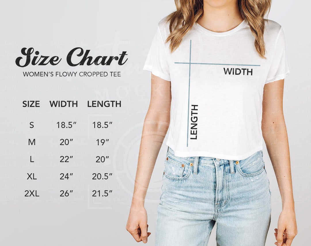 Bella Canvas 8882 Size Chart Mockup Cropped T-shirt Sizing Chart Flowy ...