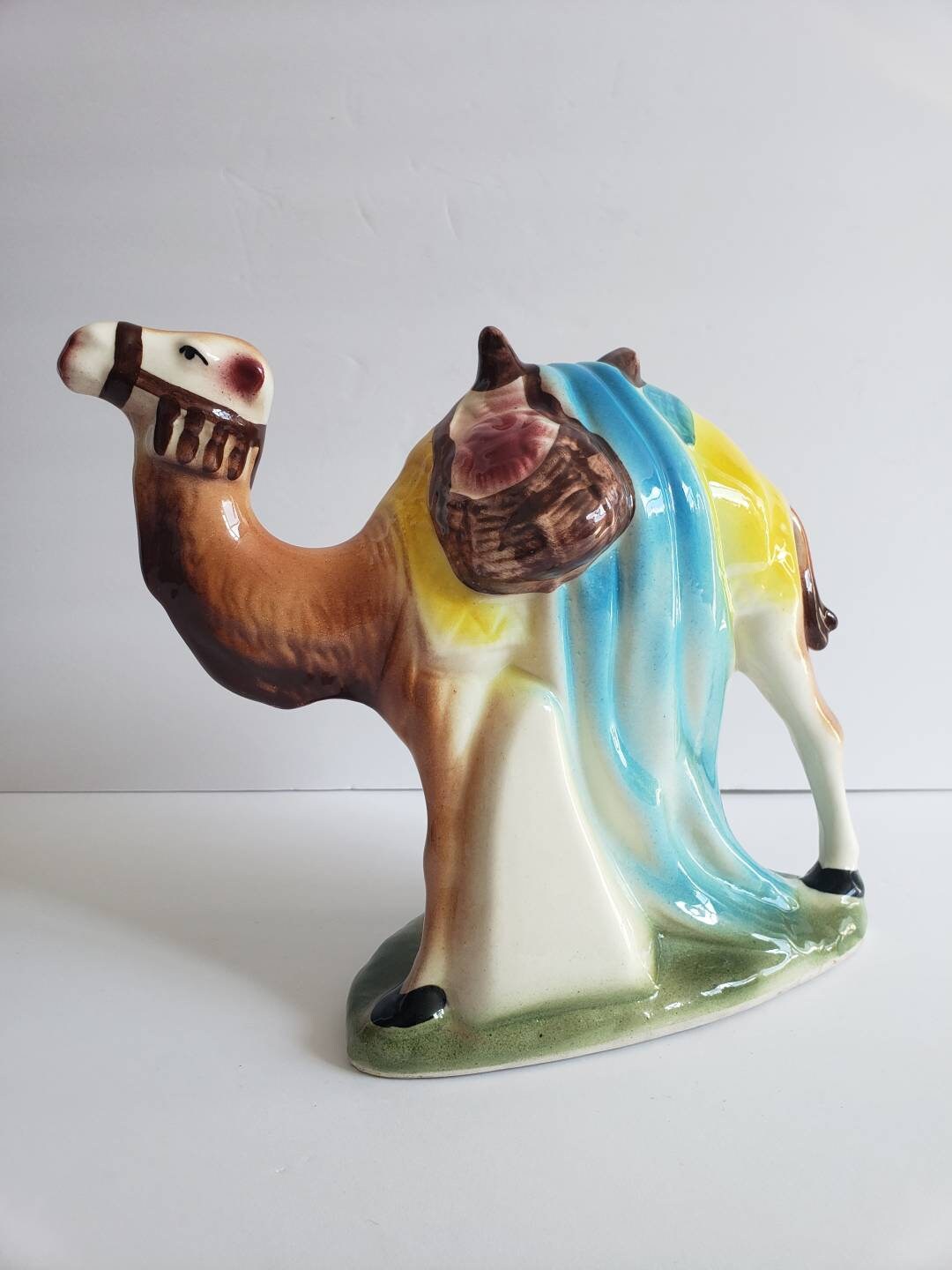 Ceramic Camel Figurine Statue Bright Colors 8 " - Etsy