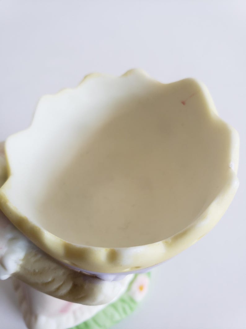 Vintage Ceramic Easter Bunny Rabbit Egg Holder Cup Display Planter Dish ...