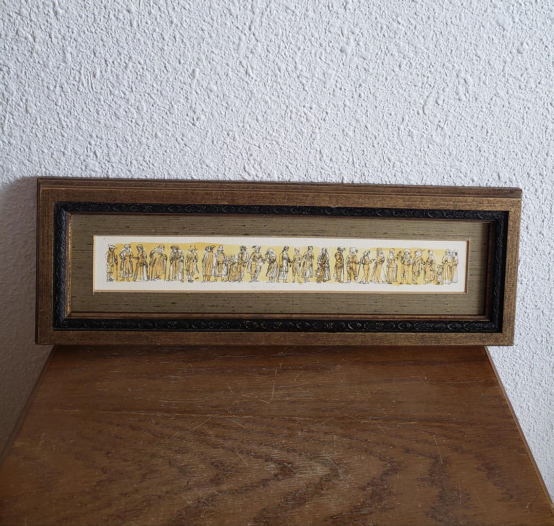 Antique Original Art Ink? Drawing Picture Medieval People Framed - Etsy