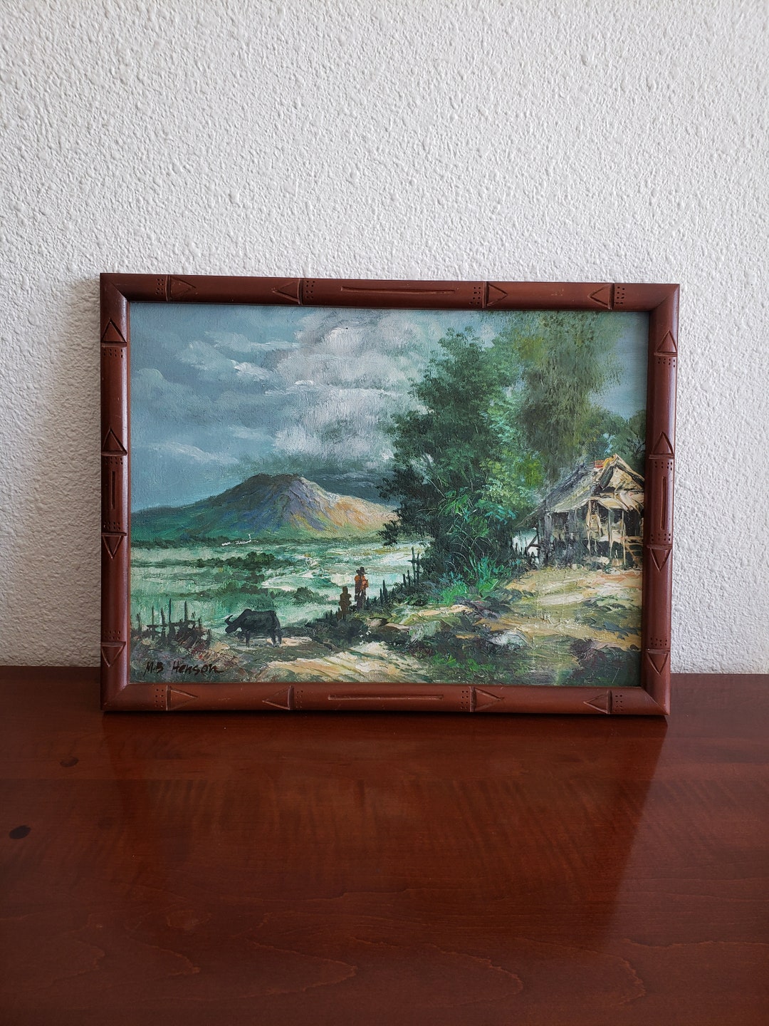 Original Oil Art Painting on the Wooden Base Signed by Artist M.B ...