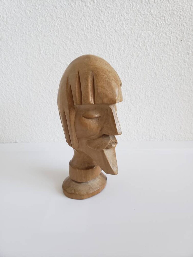 Vintage Handcarved One Piece Solid Wood Head Figurine Made in Ecuador ...