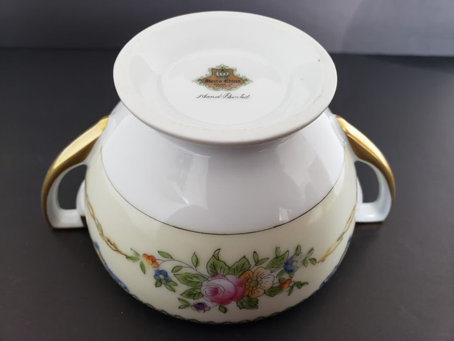 Meito China Hand Painted Porcelain Serving Sugar Bowl Flowers Pattern ...