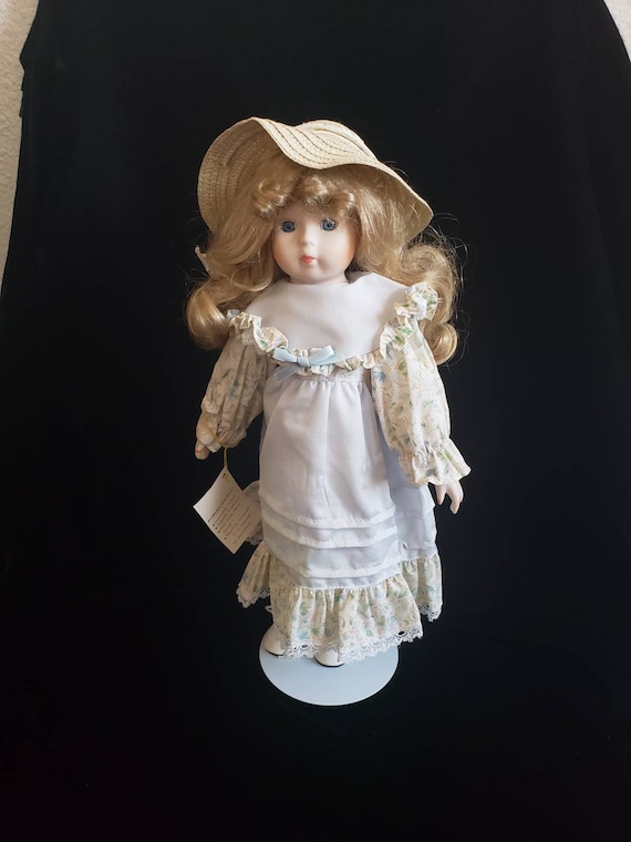 Little Luvables Blonde Porcelain Girls Doll with stand and | Etsy