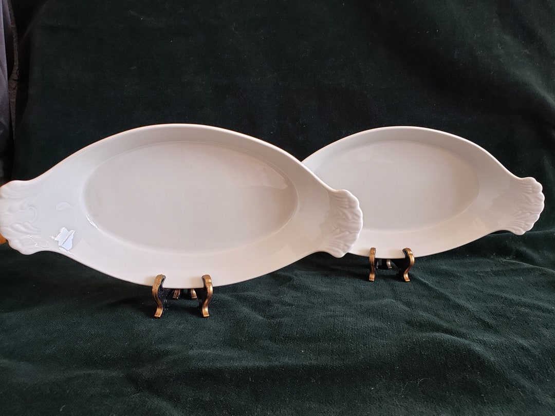 Antique R.L France 2 White Oval Heavy Porcelain Serving Dishes 650423 ...