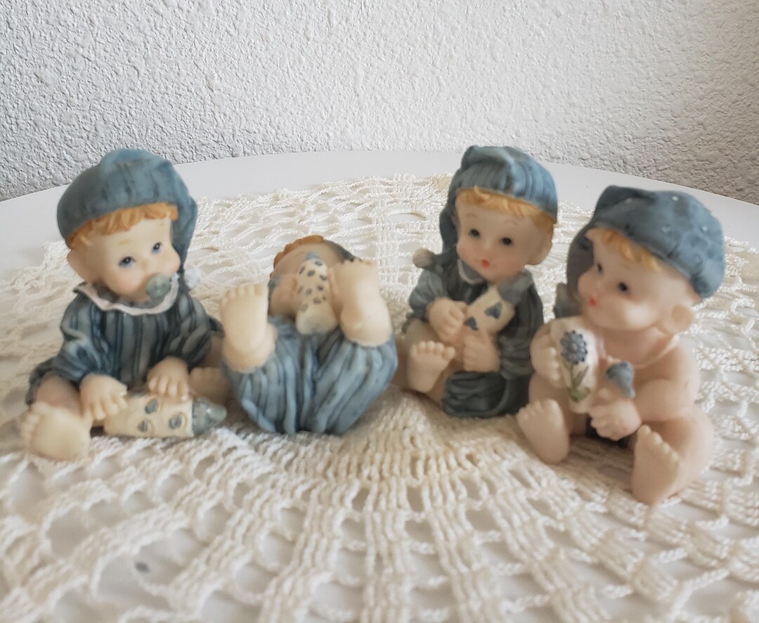Set of 4 Turtle King Corp Baby Boy With Bottle Figurine/cake Topper ...