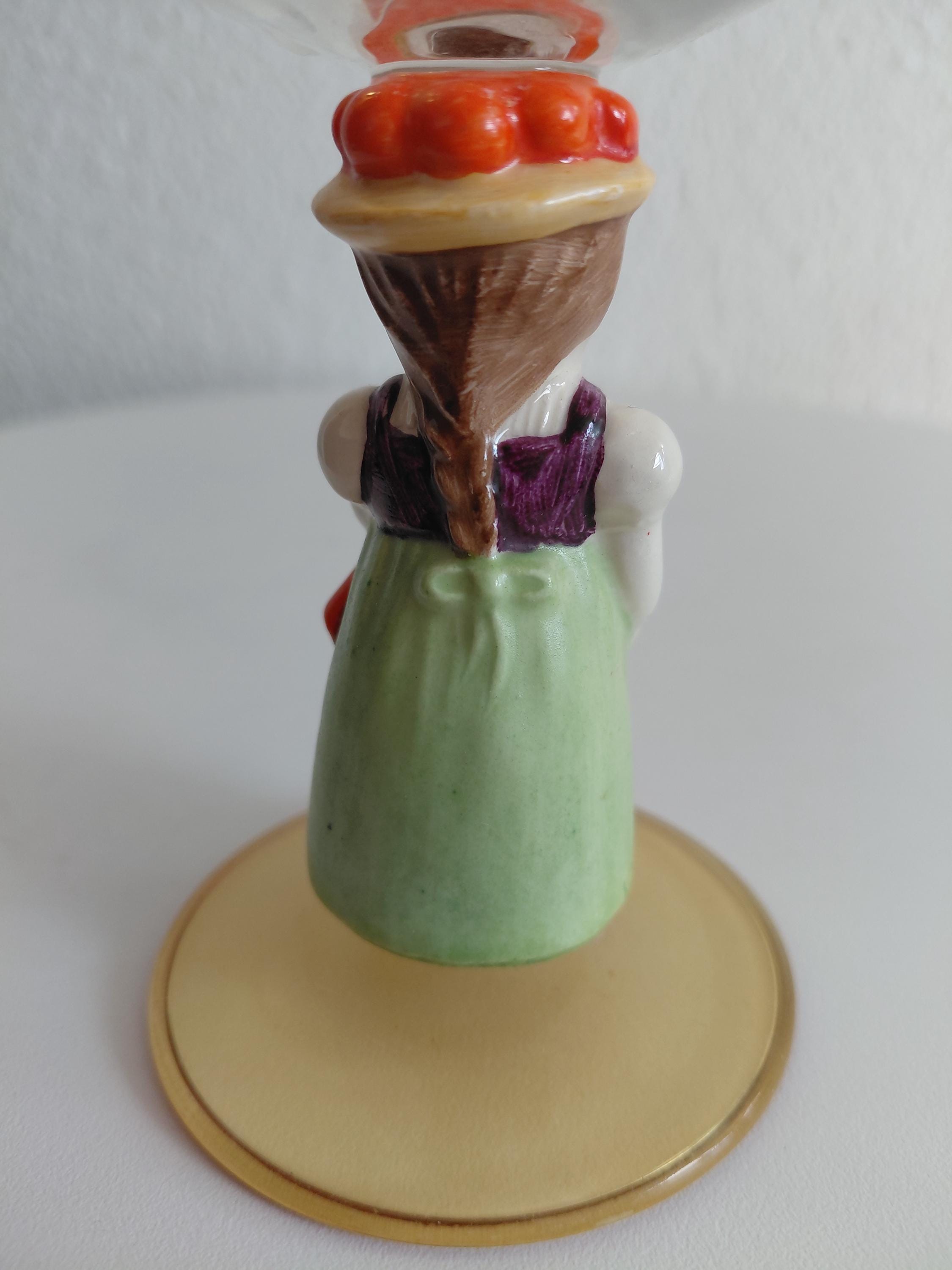 Goebel West Germany Ceramic Figure Gold Etched Wine Glass Goblet Grapes ...