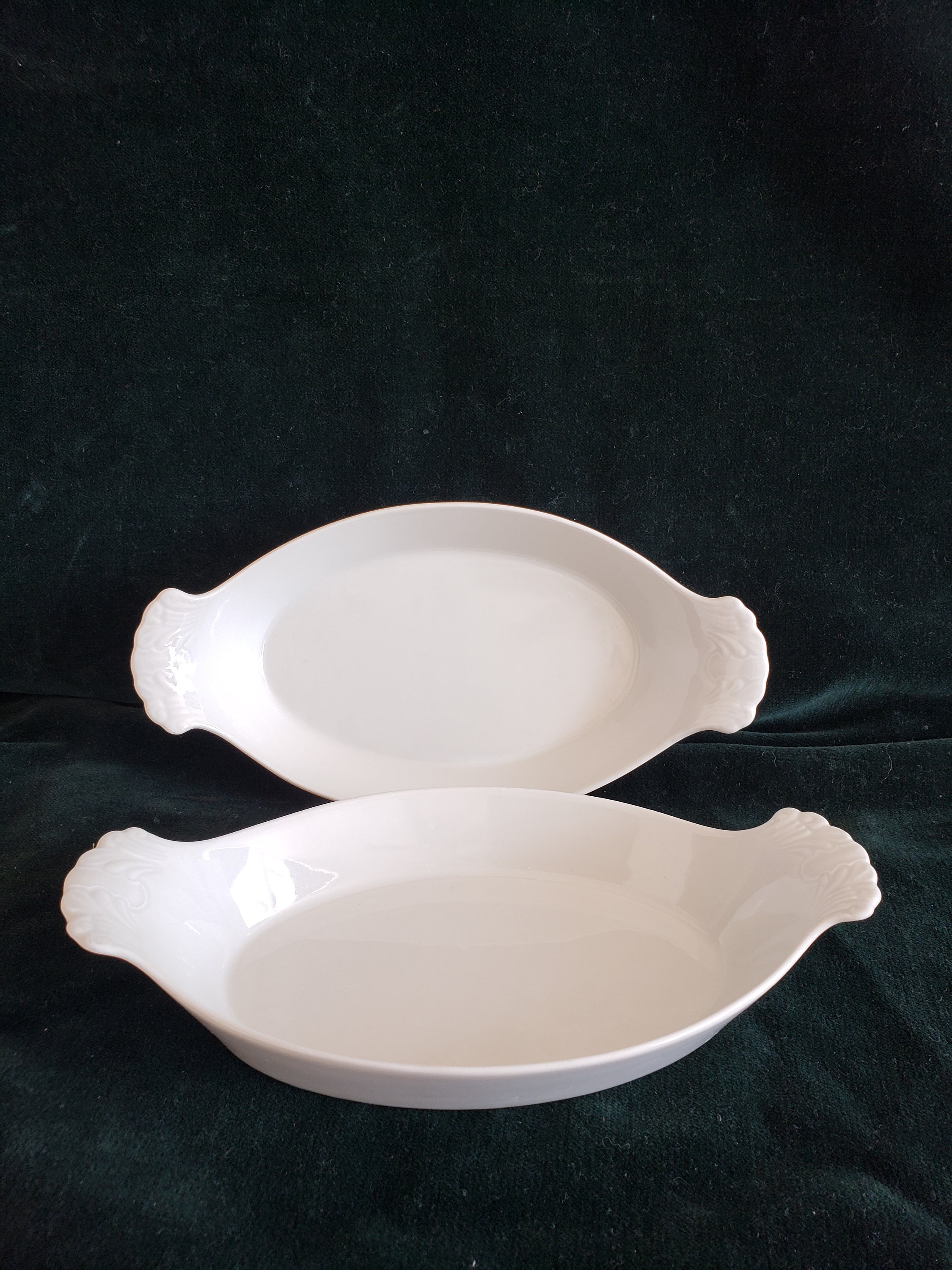 Antique R.L France 2 White Oval Heavy Porcelain Serving Dishes 650423 ...