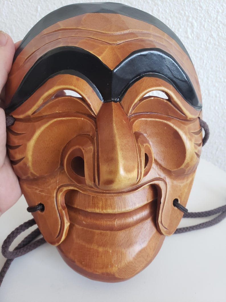 Korean Traditional Insadong Hahoe Tal Hand Carved Wood Mask Wall Art ...