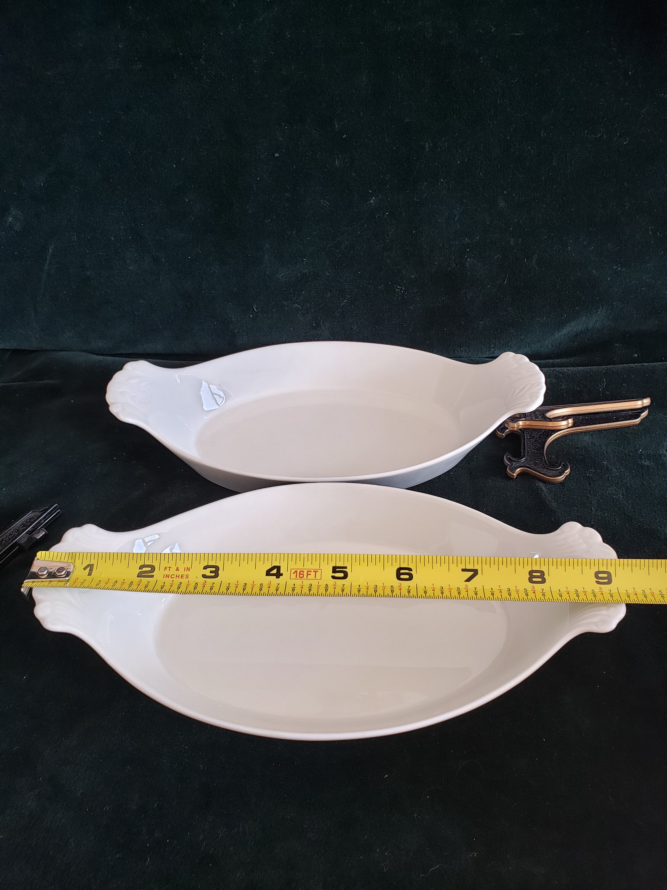 Antique R.L France 2 White Oval Heavy Porcelain Serving Dishes 650423 ...