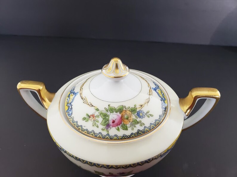 Meito China Hand Painted Porcelain Serving Sugar Bowl Flowers Pattern ...