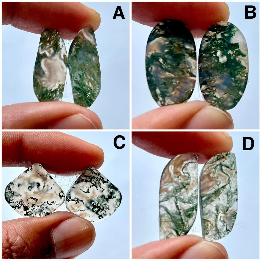 Green Moss Agate Gemstone Matching Pair ! Natural Moss Agate Cabochon ...
