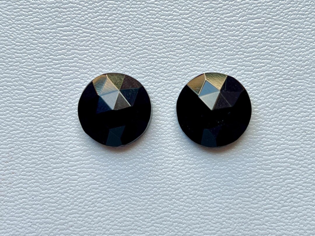 Attractive Black Obsidian Round Rose Cut 12MM 2 Pieces Gemstone ! Good ...