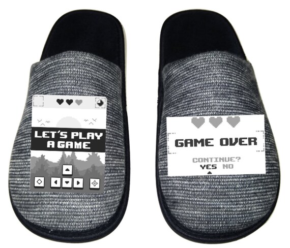 Vintage Video Game Over Menu Gamer Men's Slippers / House | Etsy
