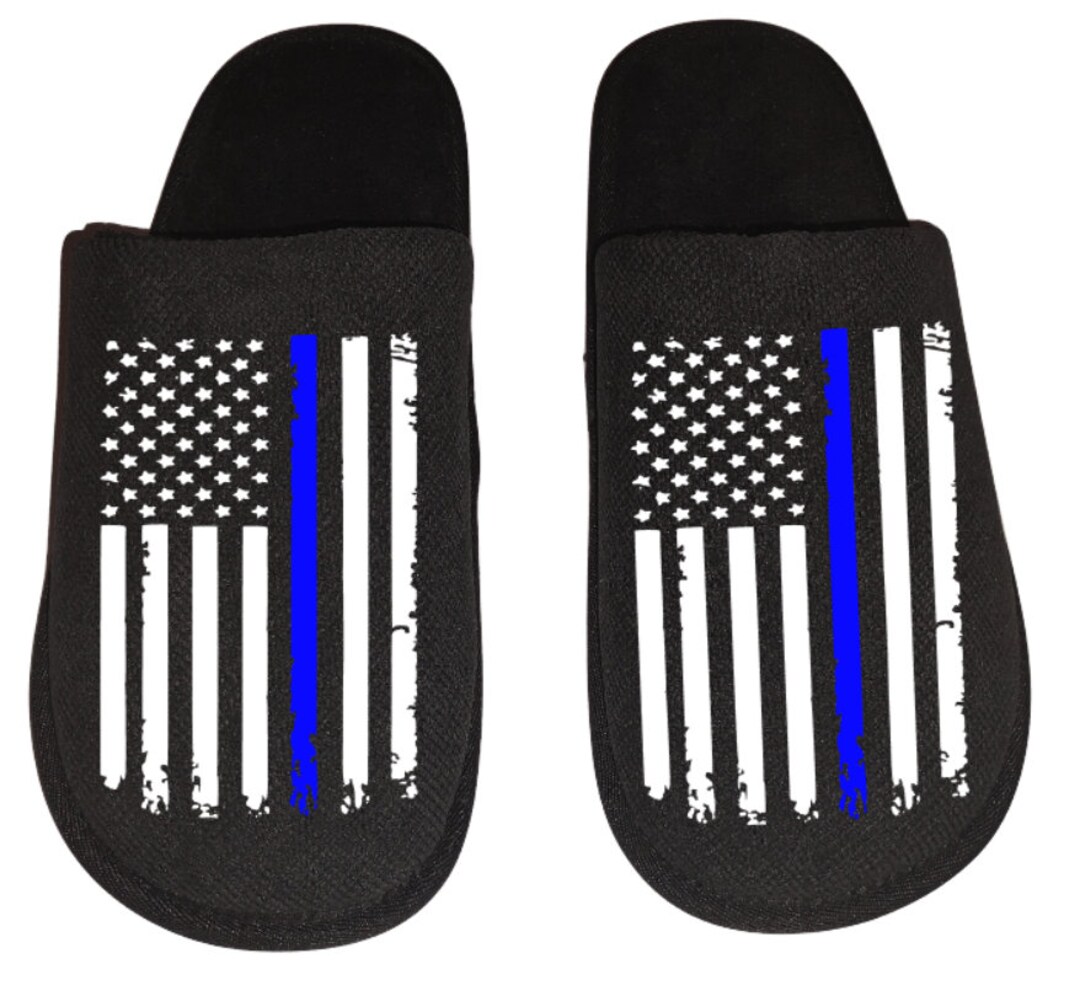 Police Officer Thin Blue Line Distressed Distorted American Flag Men's ...