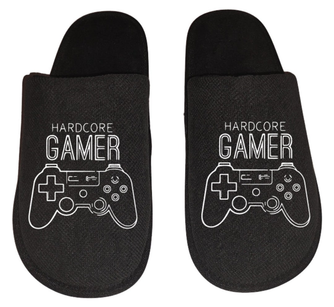 Hardcore Gamer Vintage Video Game Over Menu Gamer Men's Slippers ...