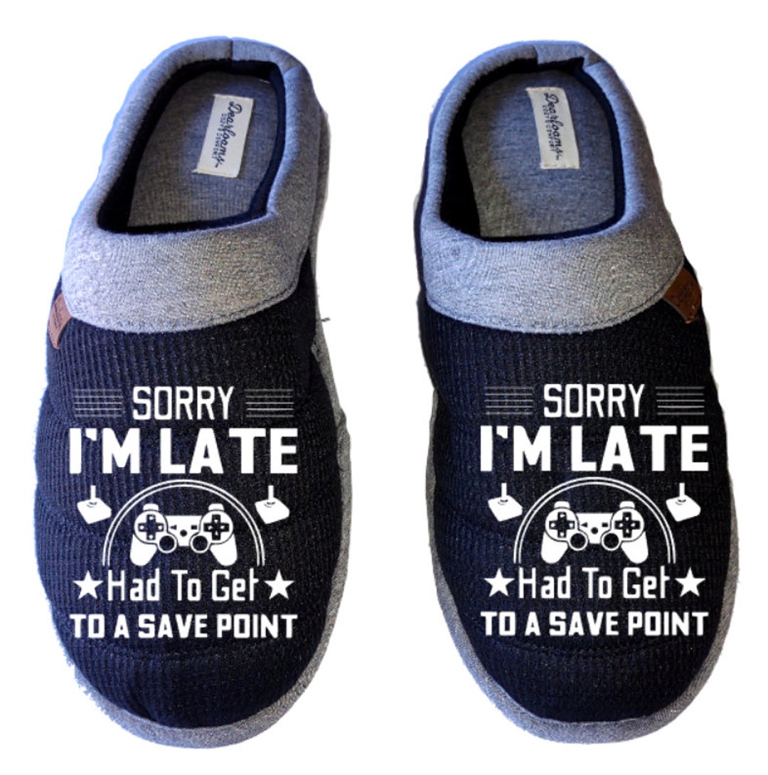 Gamer Slippers: Vintage Video Game, Save Point - Dearfoams Men's Slides ...