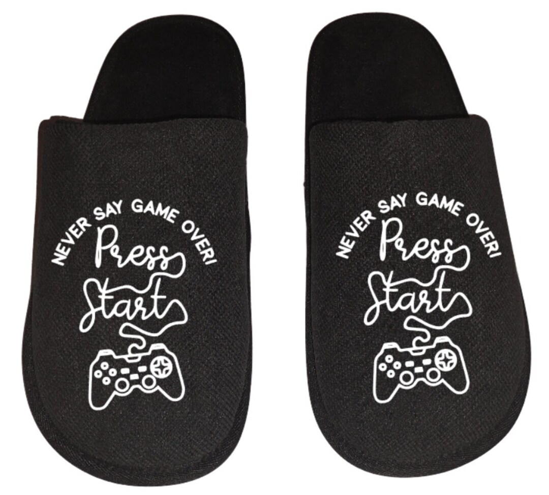 Gamer Slippers: Vintage Video Game Over Menu, House Shoes Slides - Etsy
