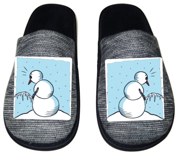 Funny Snowman Peeing Frozen Christmas Men's Slippers / | Etsy