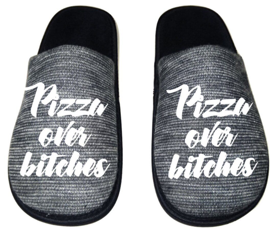 Pizza Over Bitches Funny Men's Slippers / House Shoes Slides Gift - Etsy