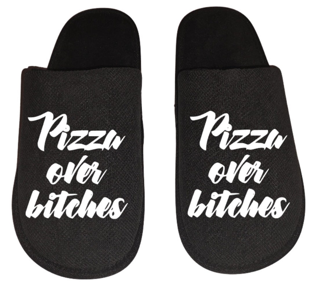 Pizza Over Bitches Funny Men's Slippers / House Shoes Slides Gift - Etsy