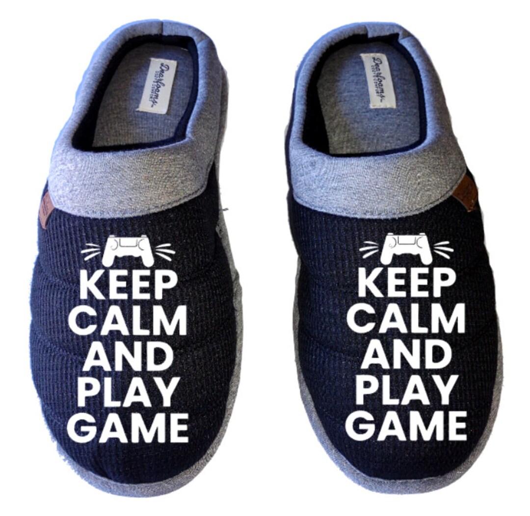 Gamer Slippers: Keep Calm and Play, Men's House Shoes Gift - Etsy