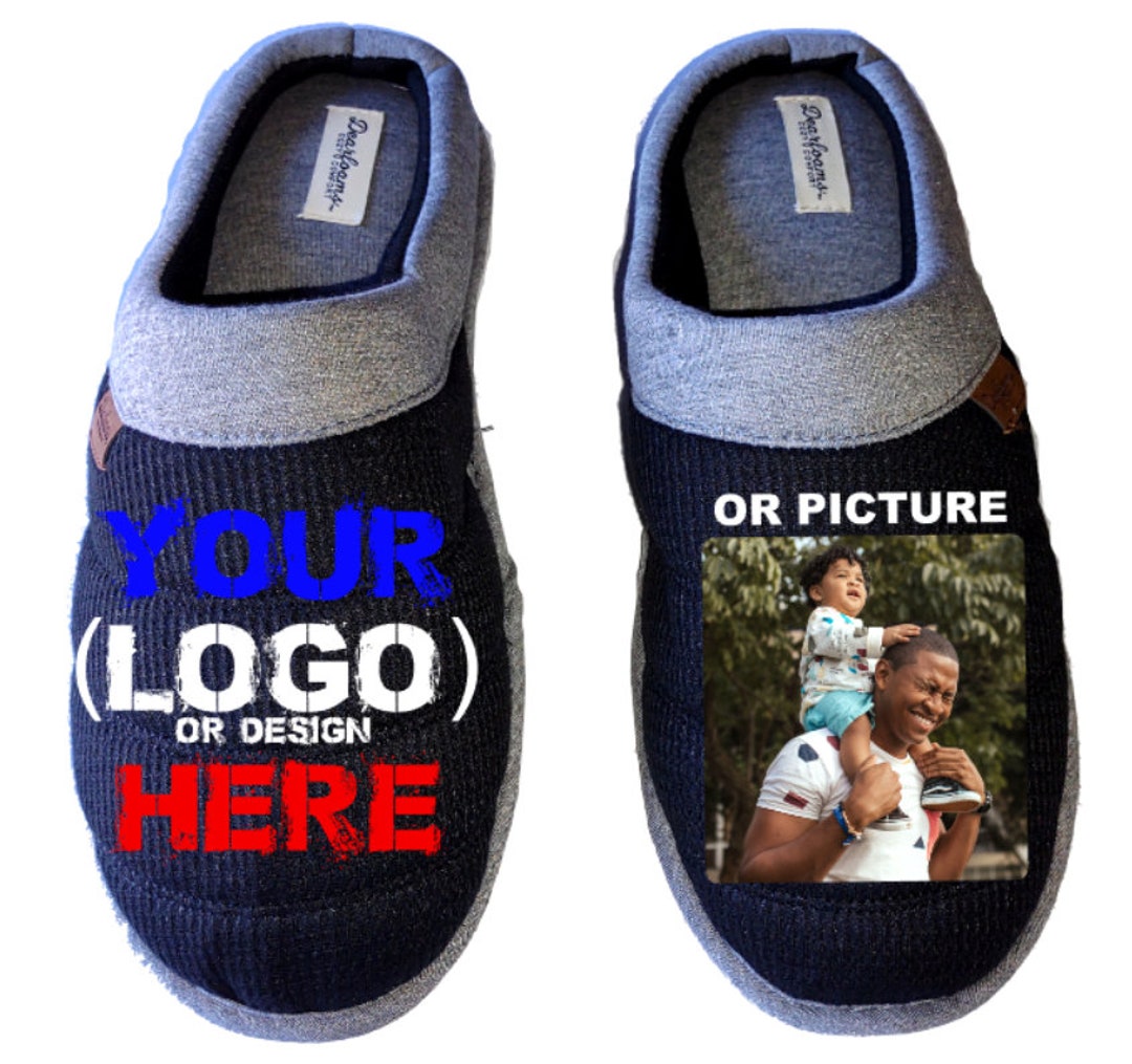Personalized DF by DEARFOAMS Men's Slippers House Shoes Slides Dad ...