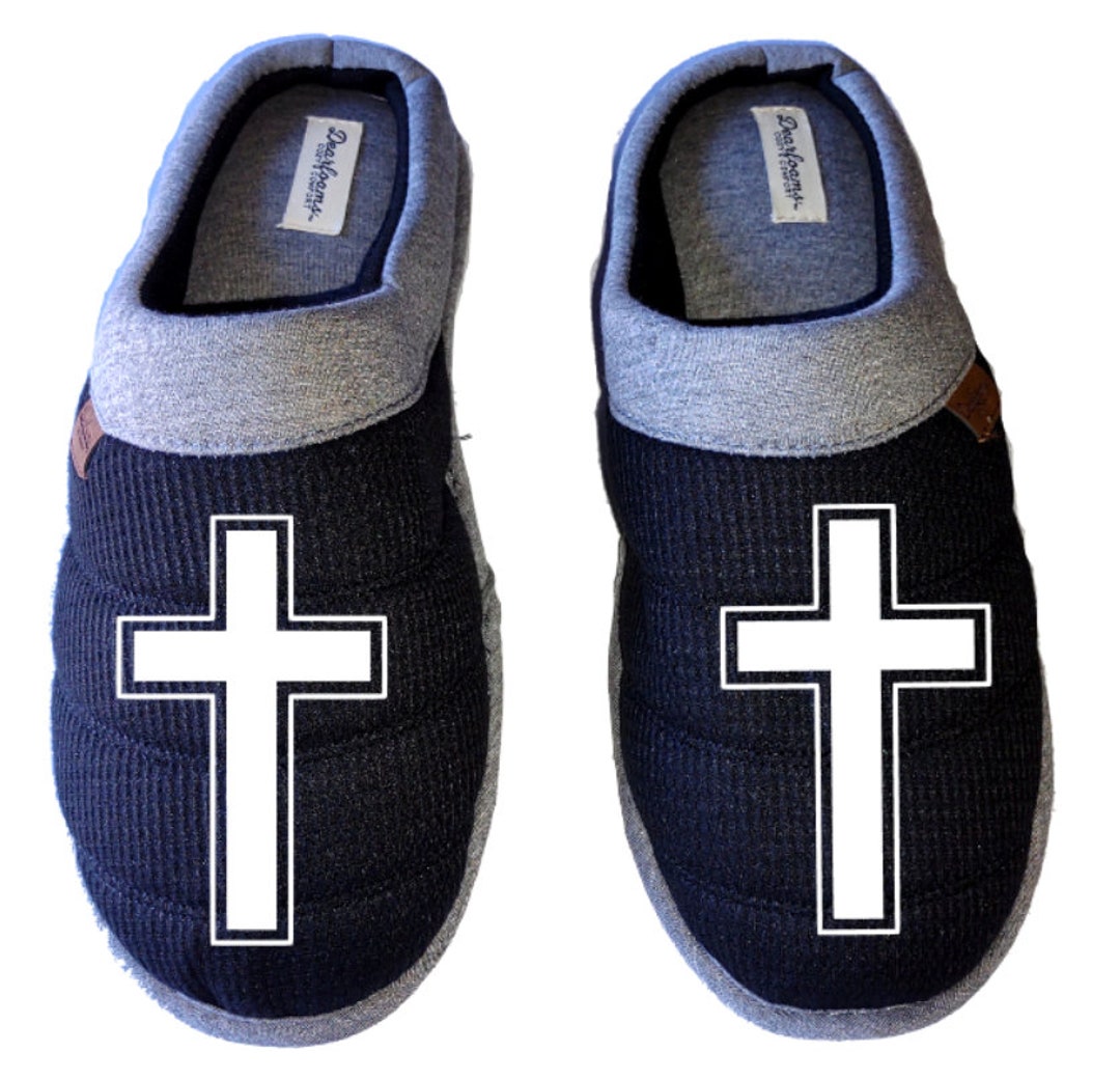 Christian Cross Slippers, DEARFOAMS Men's House Shoes, Religious Gift ...
