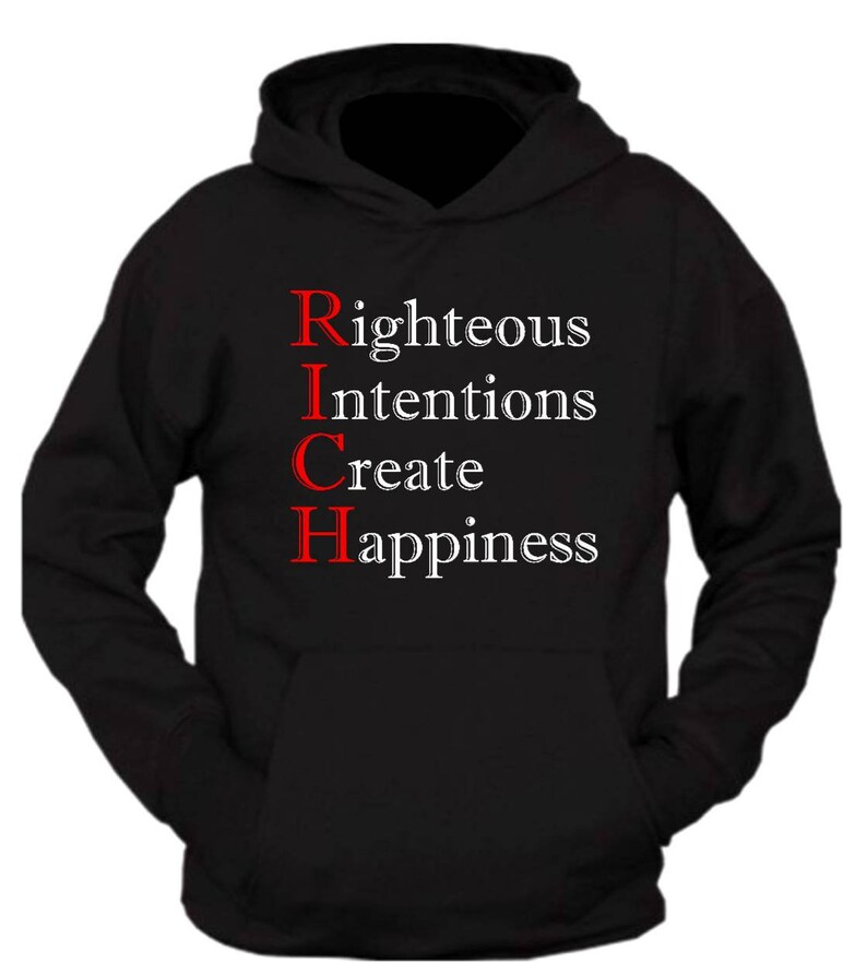 RICH Acronym Black Hoodie Righteous Intentions Create - Etsy