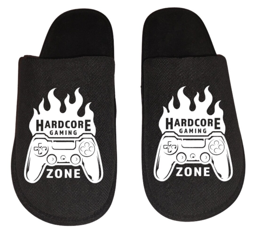 Hardcore Gaming Zone Vintage Video Game Over Menu Gamer Men's Slippers ...