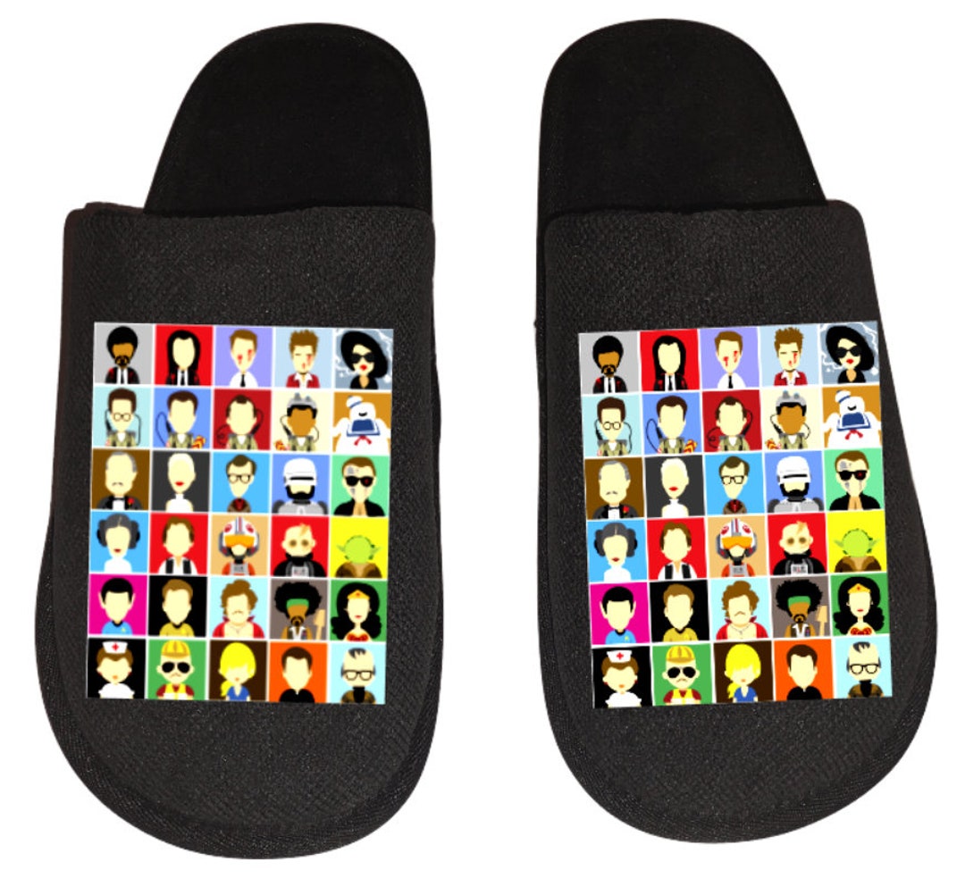 30 Famous Movie Stars Parody Funny Men's Slippers / House Shoes Slides ...