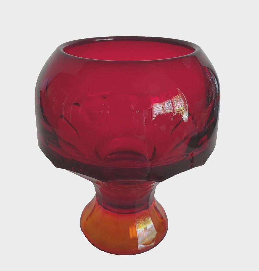 Vintage Ruby Red Amberina Viking Glass Georgian Candle Votive Holder *6 ...