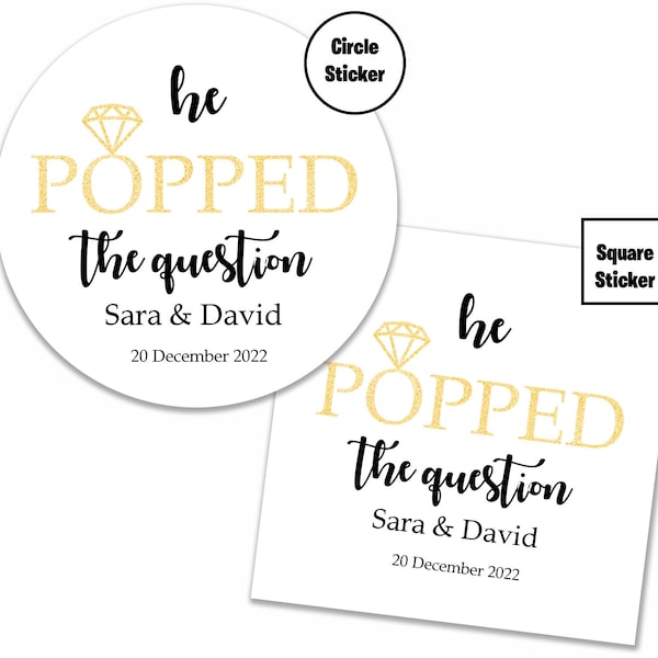 He Popped the Question Stickers and Bags - Etsy