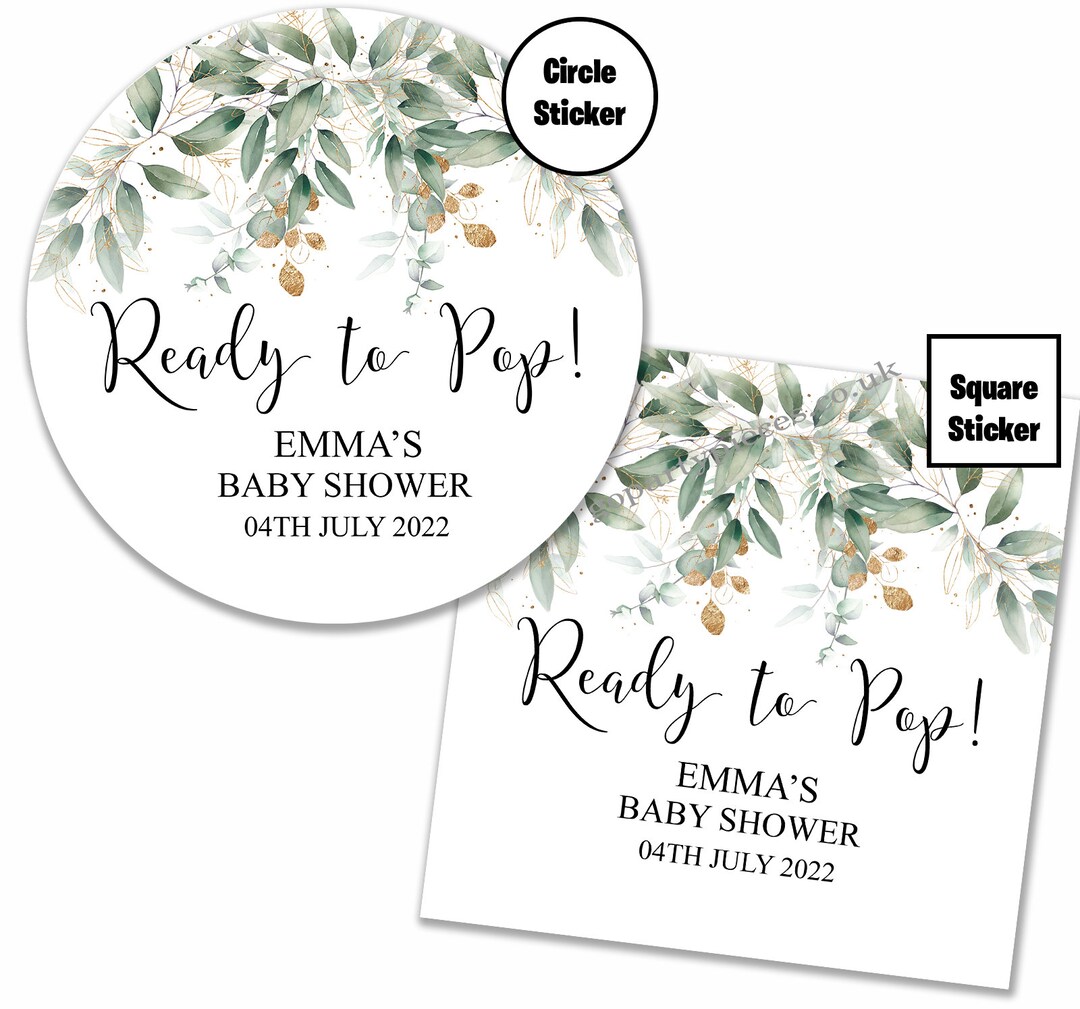Personalized Baby Shower Stickers, Ready to Pop, Baby Shower Labels ...