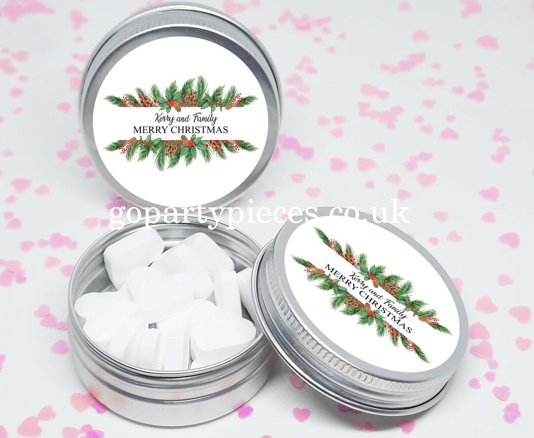 Personalized Christmas Mint Favors, Christmas Mint Tin Table Decoration ...