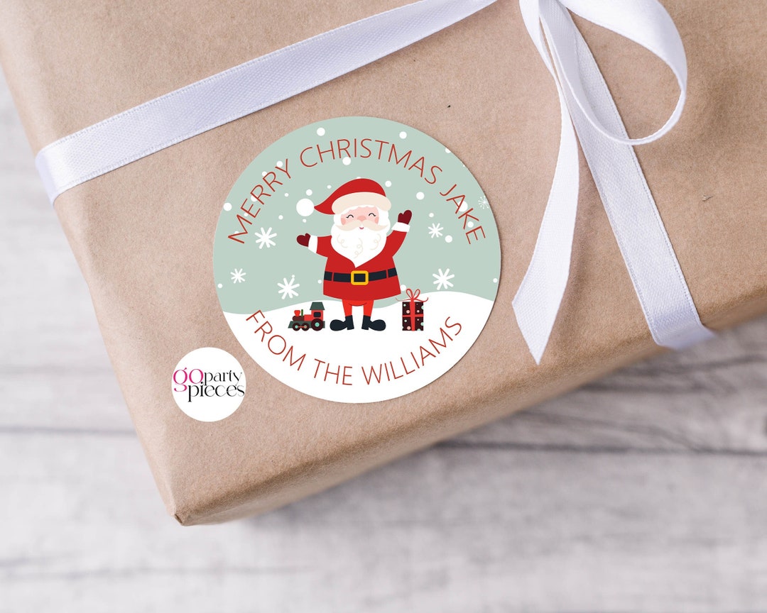 Personalised Santa Claus Christmas Stickers, Name Stickers, Christmas ...