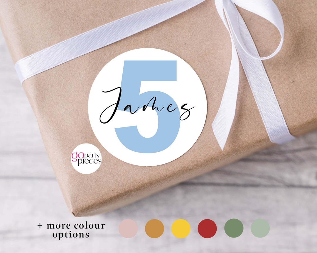 Personalized Birthday Party Name & Age Favor Gift Tag Stickers, Thank ...