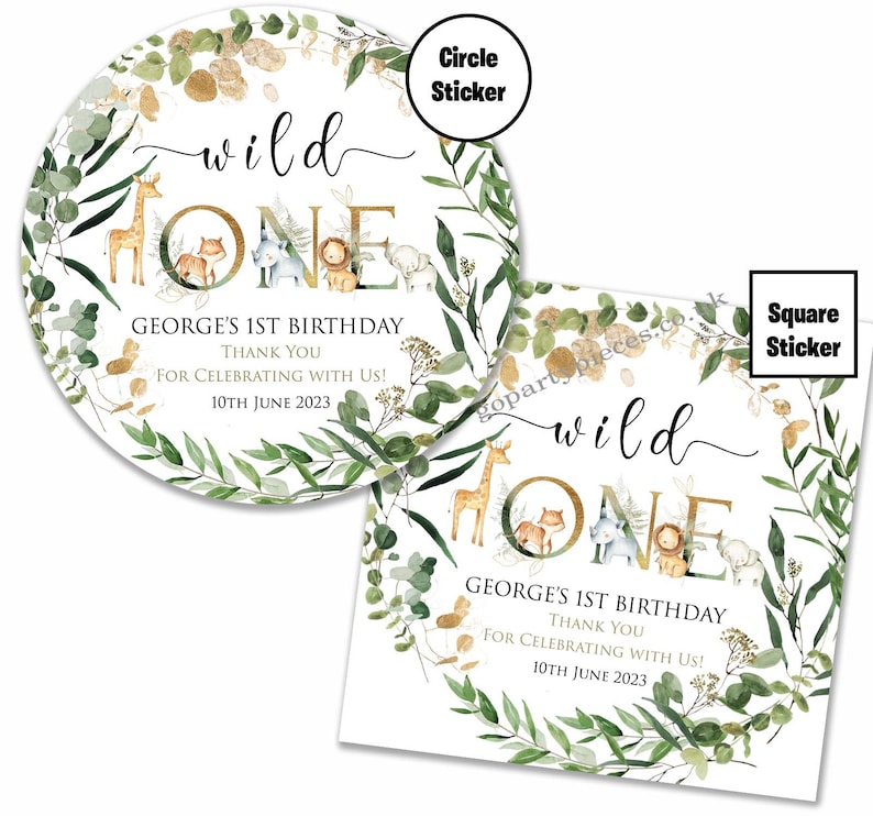 Personalised Wild One 1st Birthday Party Favour Tag Stickers | Etsy UK