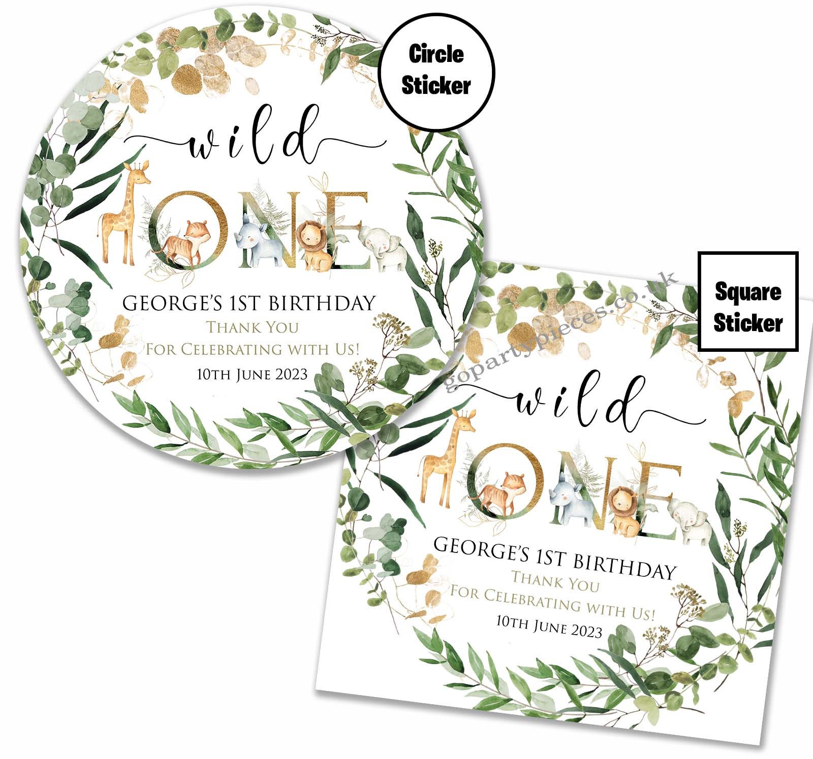 Personalised Wild One 1st Birthday Party Favour Tag Stickers - Etsy UK
