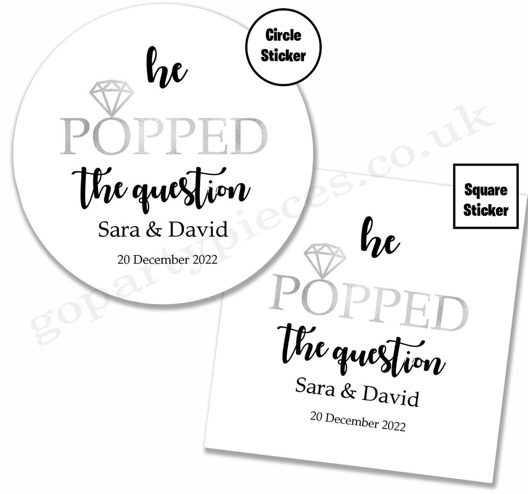 Personalized He Popped the Question Stickers Wedding - Etsy UK