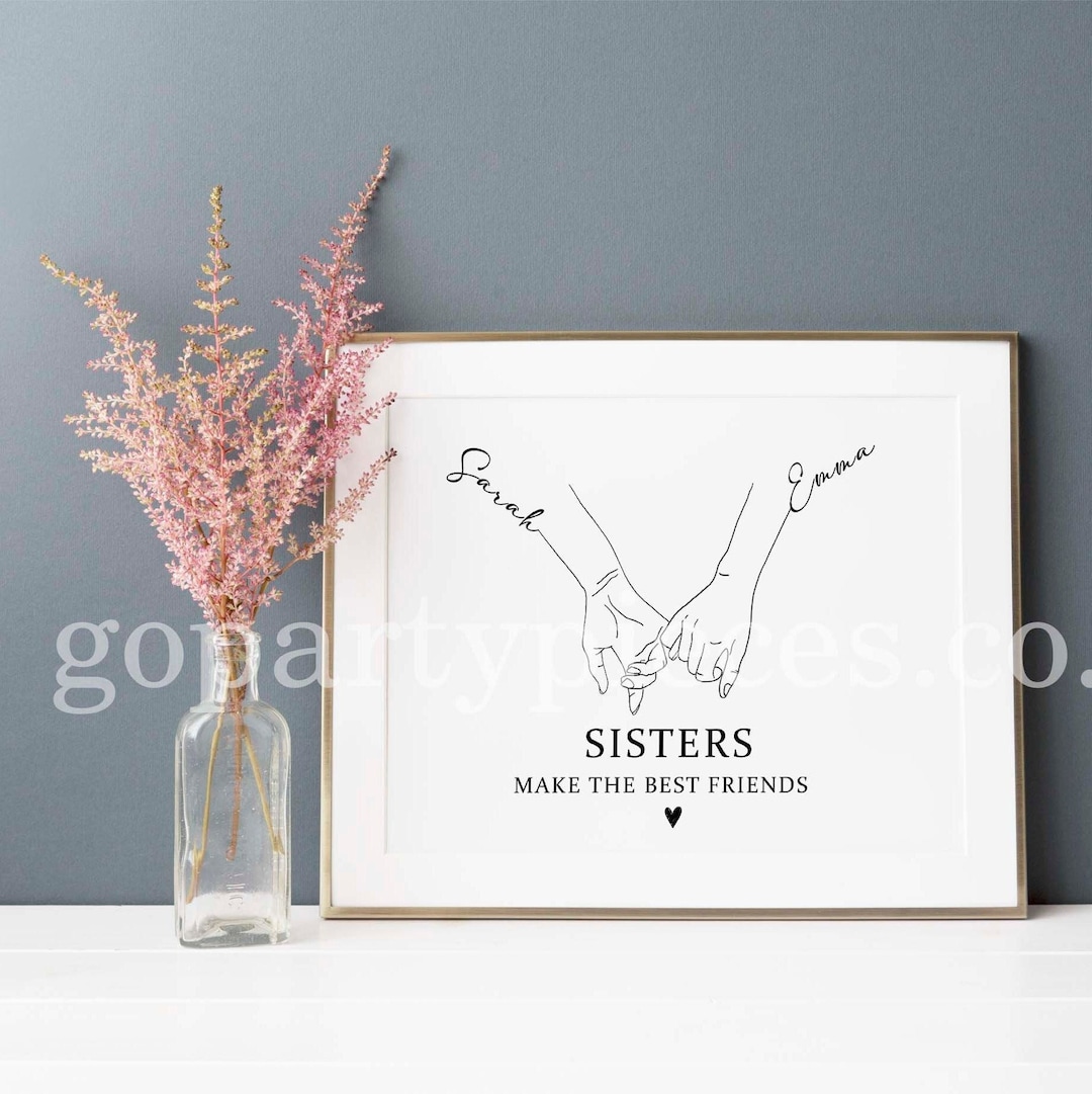 Line Drawing Sister Print, Personalized Sister Print, Sister Birthday ...