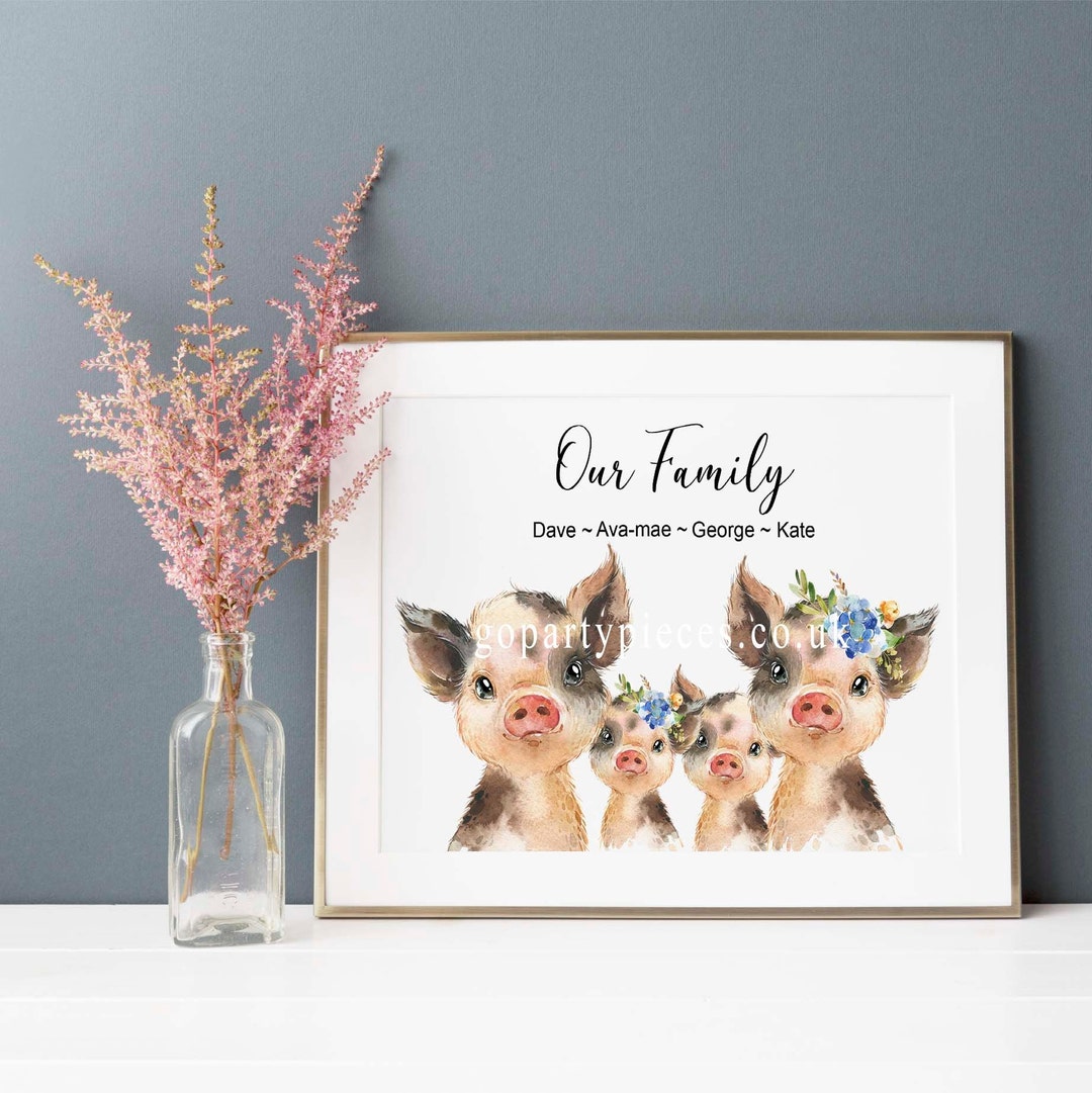 Personalised Pig/piglet Family Gift Print Farm Animal New - Etsy