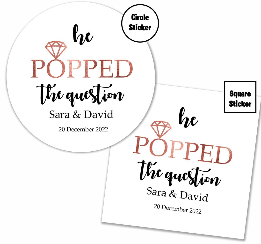 Personalized He Popped the Question Stickers, Wedding Stickers, Popped ...