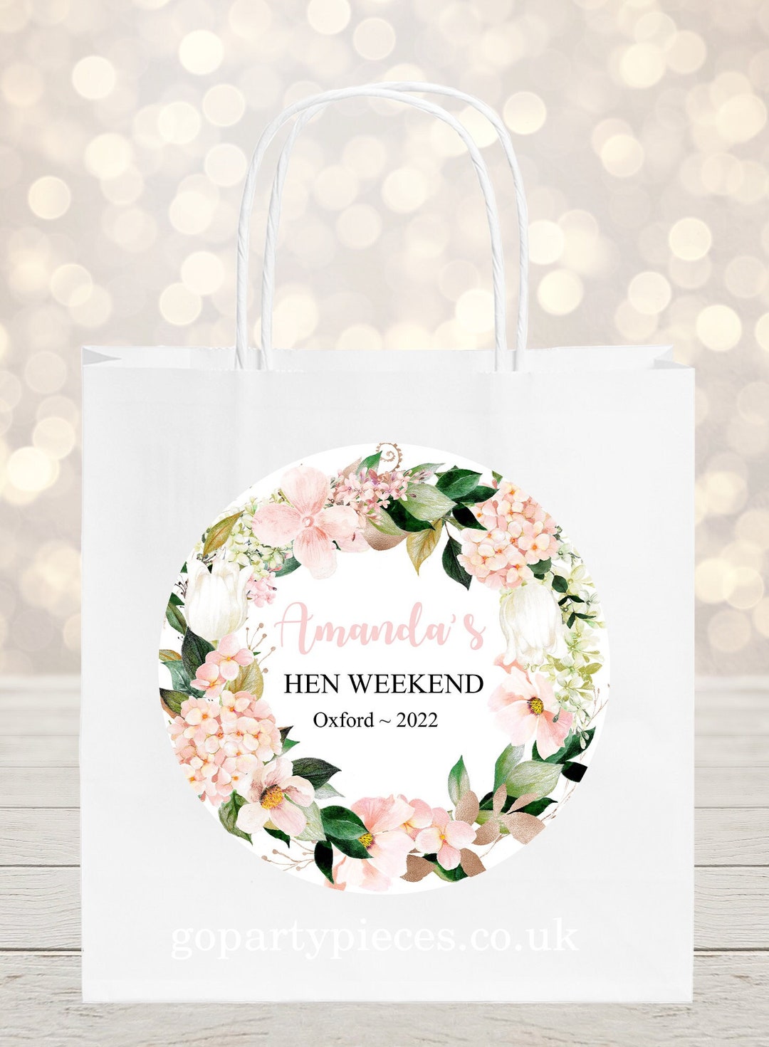 Personalised Hen Night Party Bag, Hen Do Favour Gift Bags, Boho Blush ...