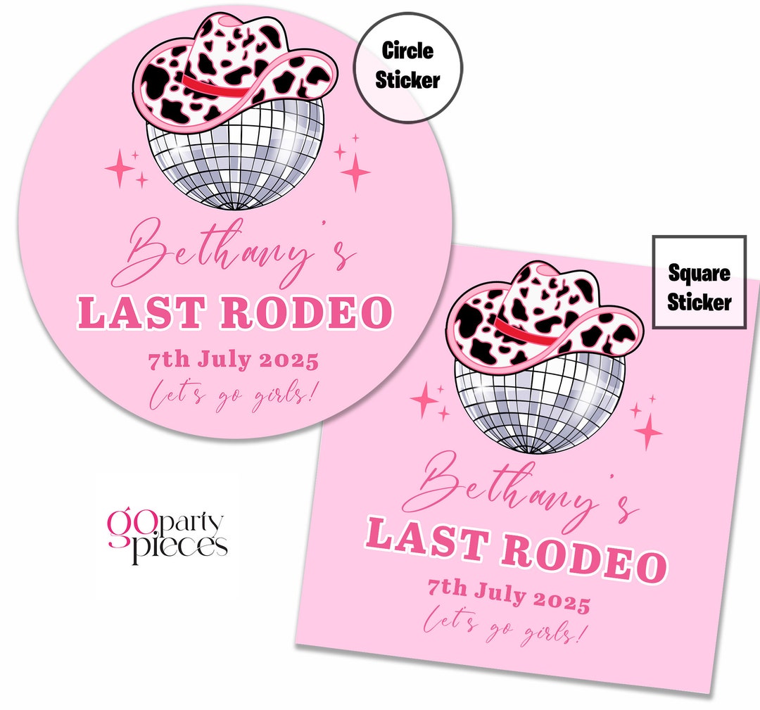 Personalised Last Rodeo Hen Party Stickers, Pink Cowgirls Hen Do Bags ...