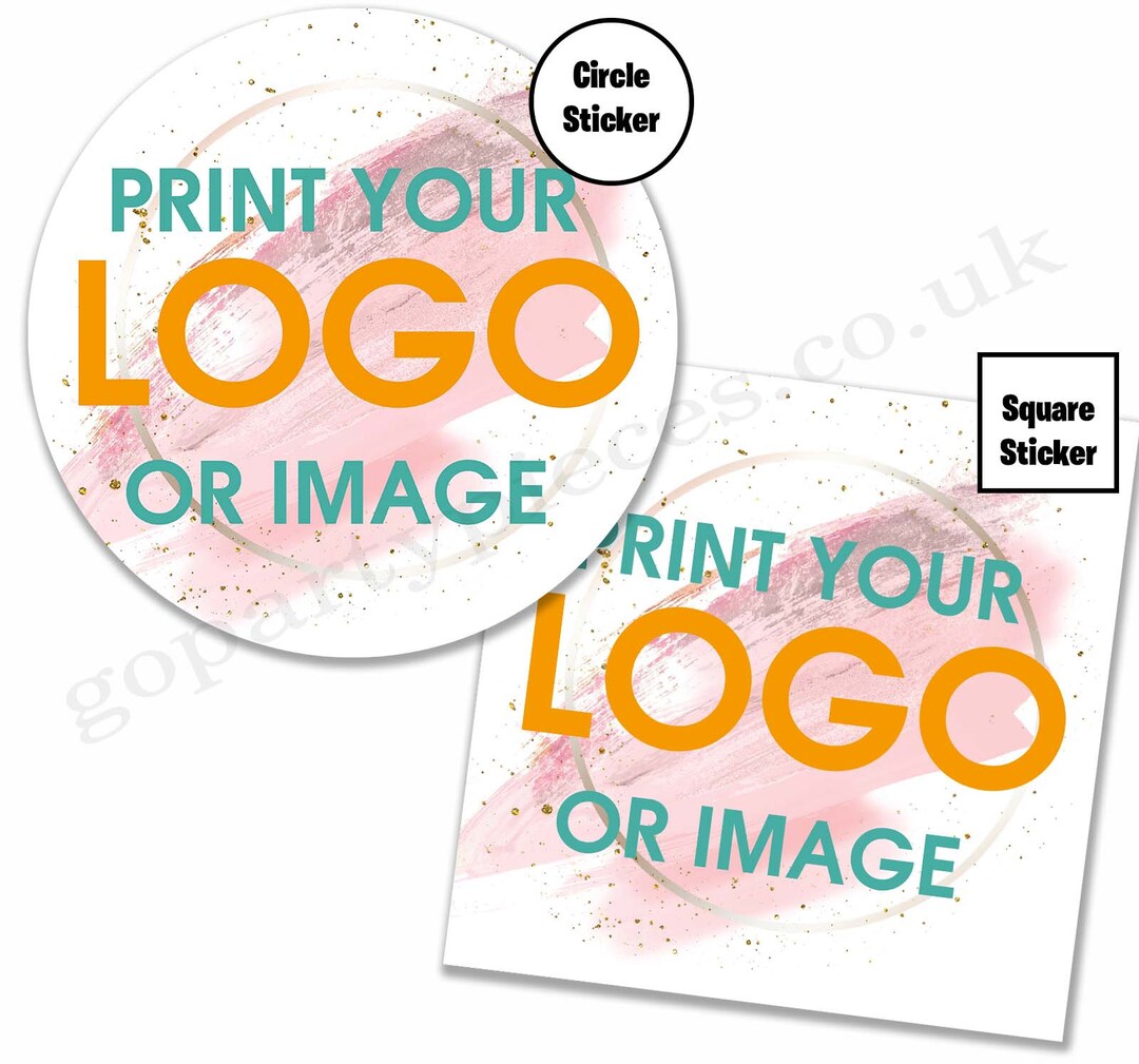Personalised Custom Circle Round & Square Logo Business Stickers ...